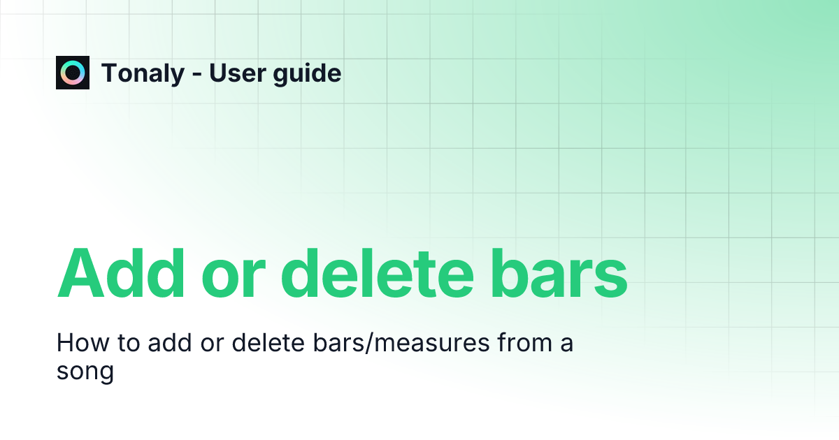Add or delete bars | Tonaly - User guide